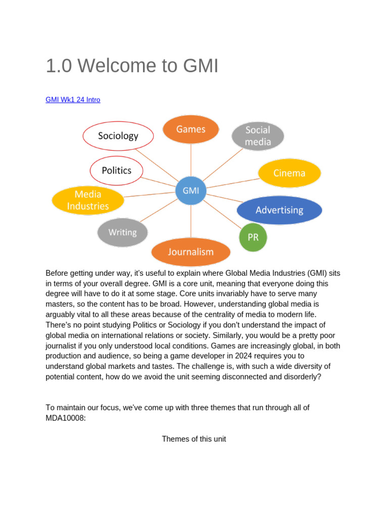 Week 1 Intro To Global Media | PDF | Globalization | Learning