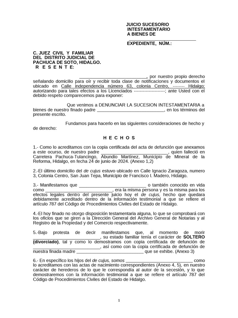 Sucesión Intestamentaria Familiar Pdf