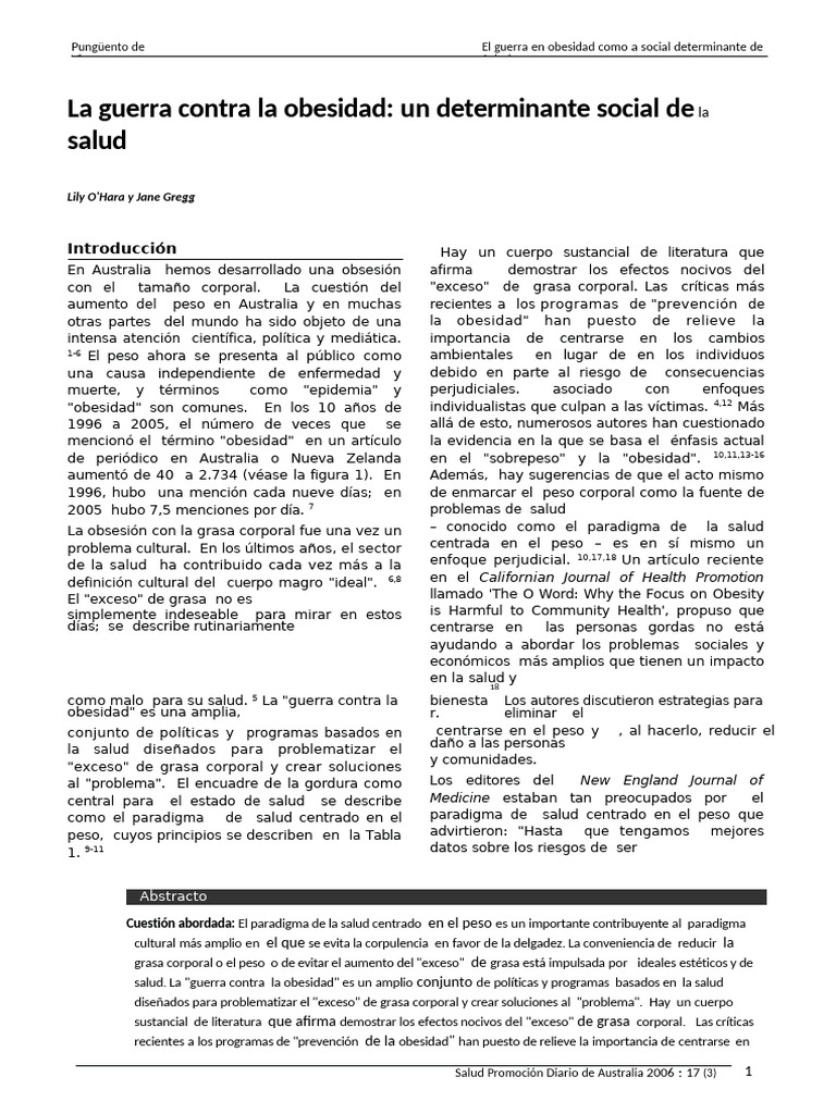 La Guerra Contra La Obesidad - Docx Greg Lili | PDF | Obesidad | Dieta