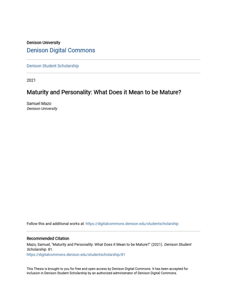 Maturity and Personality - What Does It Mean To Be Mature | PDF ...
