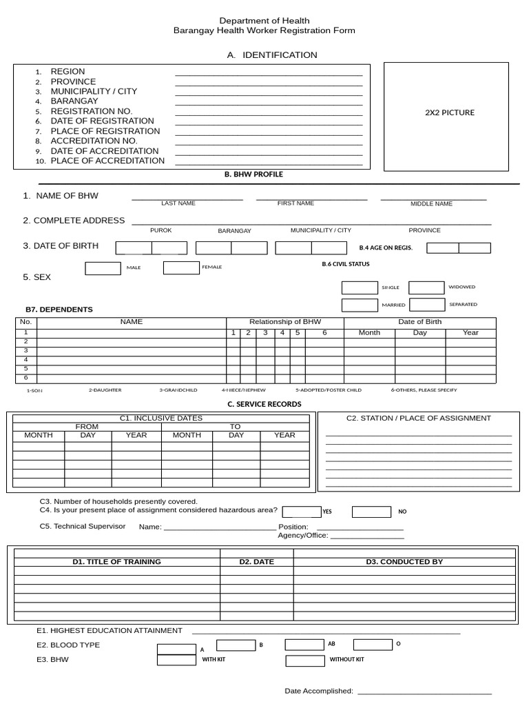 BHW Registration Form | PDF