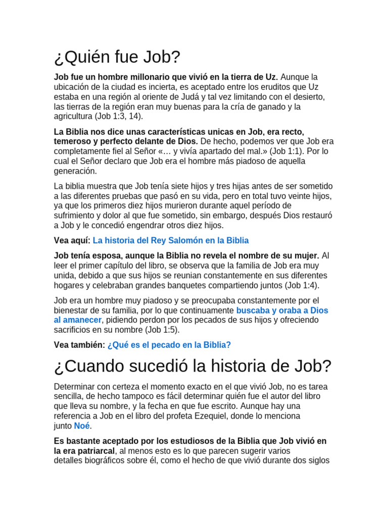 La vida y pruebas de Job en la Biblia | PDF | Satán | Biblia