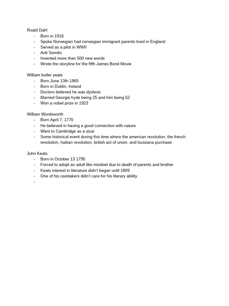British Poets Notes | PDF