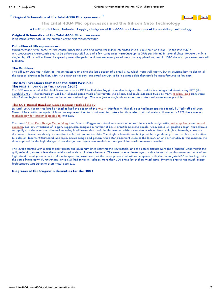 Original Schematics of The Intel 4004 Microprocessor | PDF ...