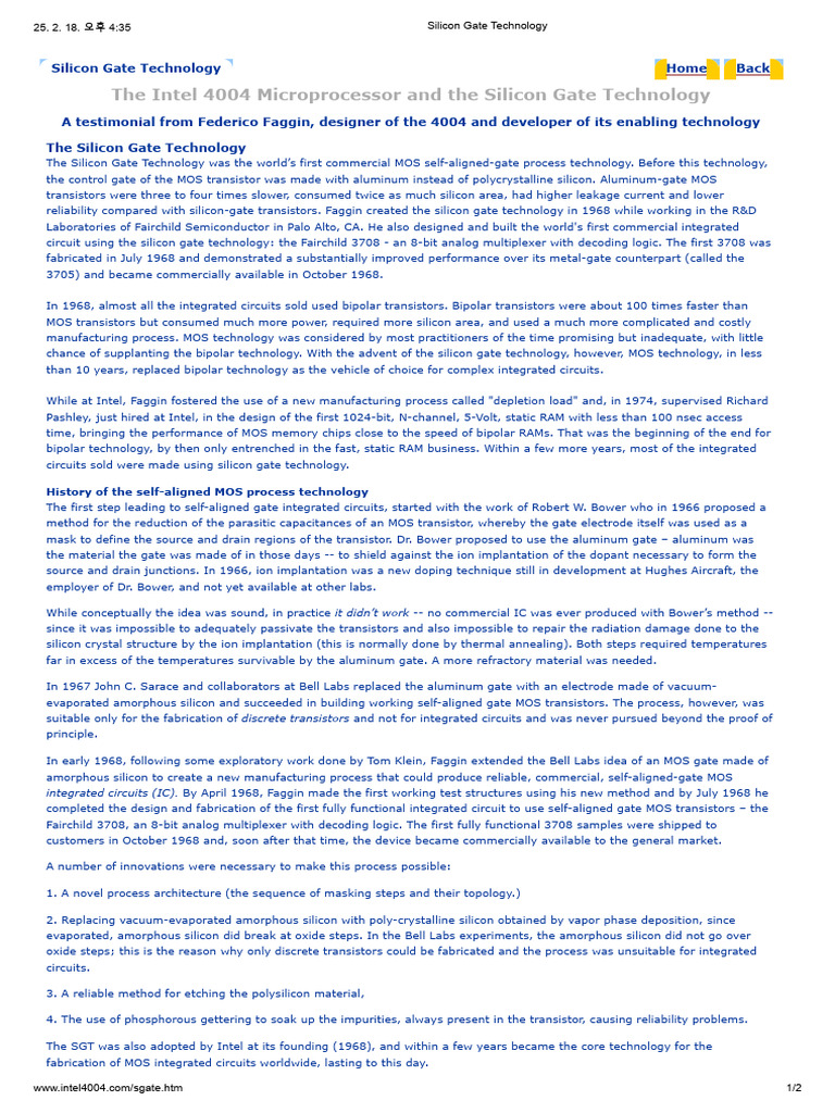 Silicon Gate Technology | PDF | Mosfet | Integrated Circuit