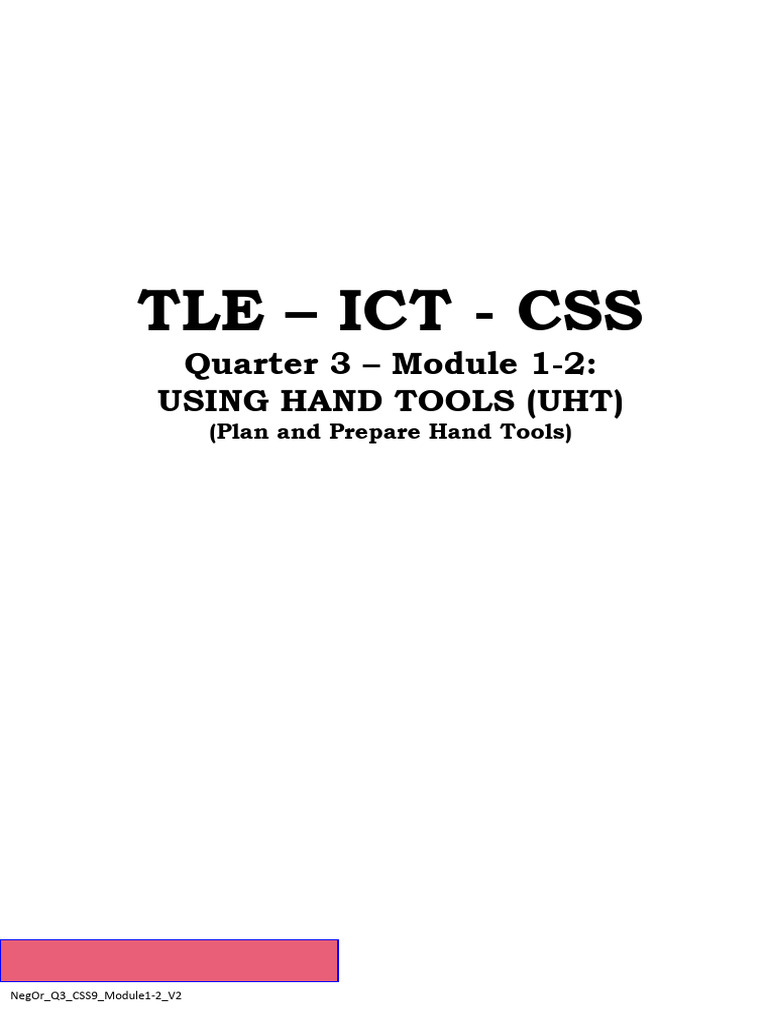 Edited_TLE-ICT-CSS-9_Q3-Module-1-2_Using-Hand-Tools | PDF | Electrostatic Discharge