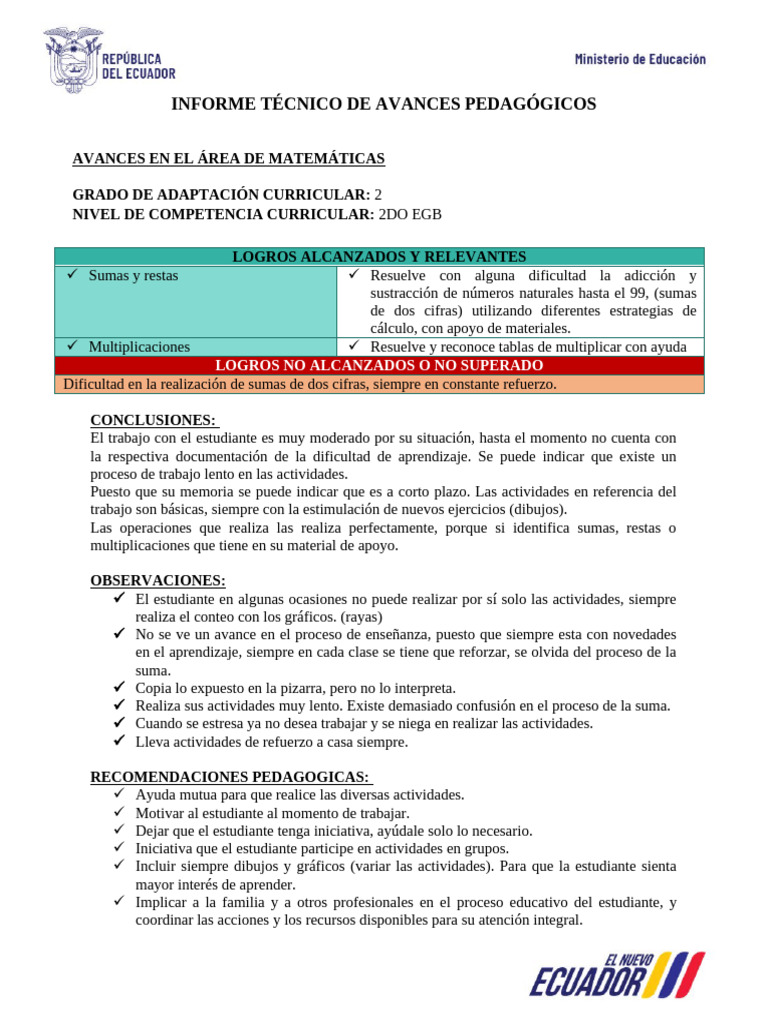 Avance Pedagogico-Caso Suarez Allan Grado 9a-2024-Matematicas | PDF | Aprendizaje | Modificación ...