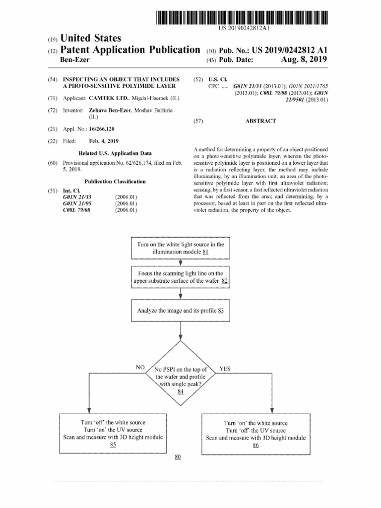 Camtek-Inspecting An Object That Includes A Photo-Sensitive Polyimide Layer | PDF | Ultraviolet ...