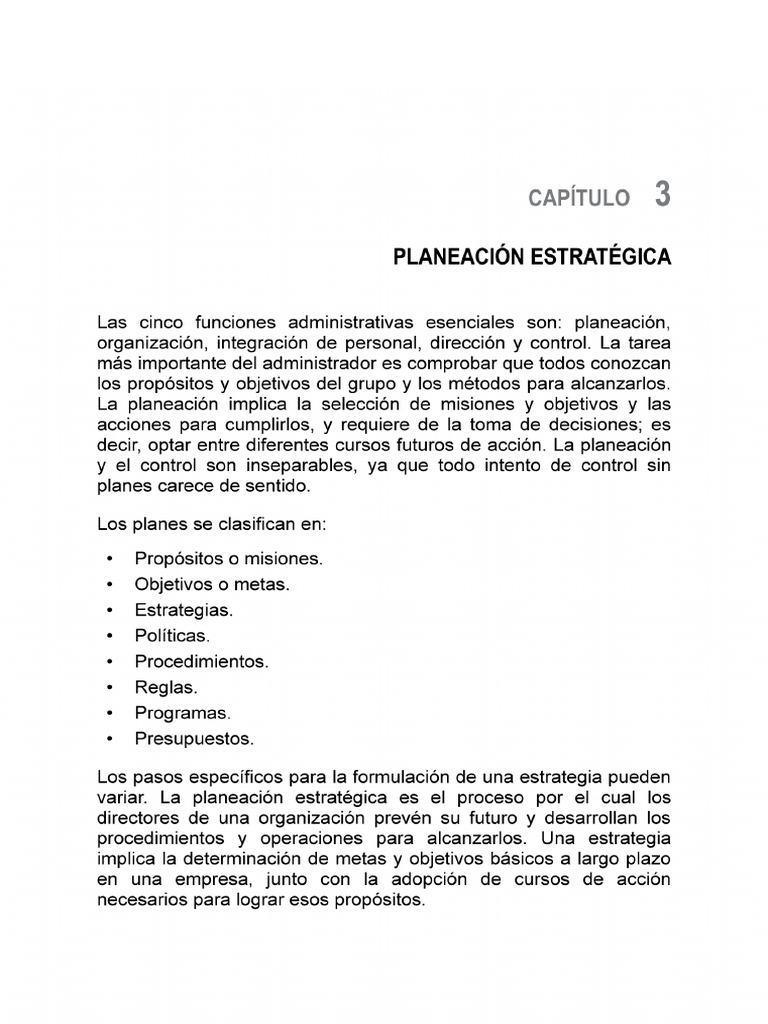 Capítulo 3 Planeación Estratégica | PDF