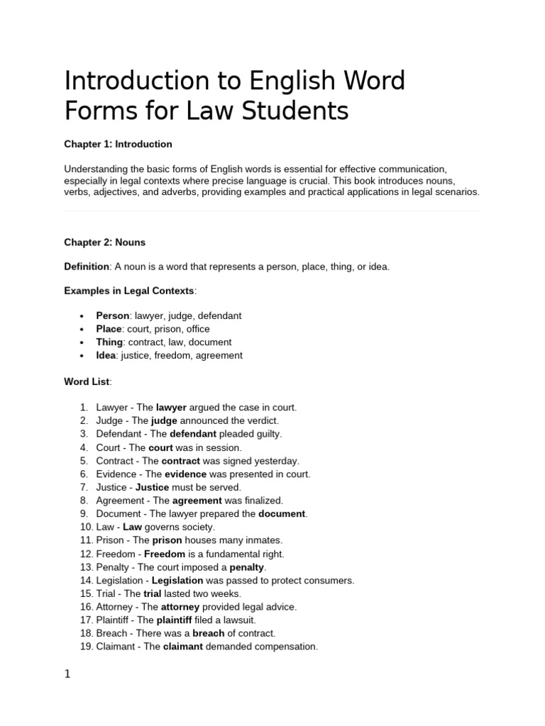 I. Introduction To English Word Forms For Law Students | PDF | Adverb ...