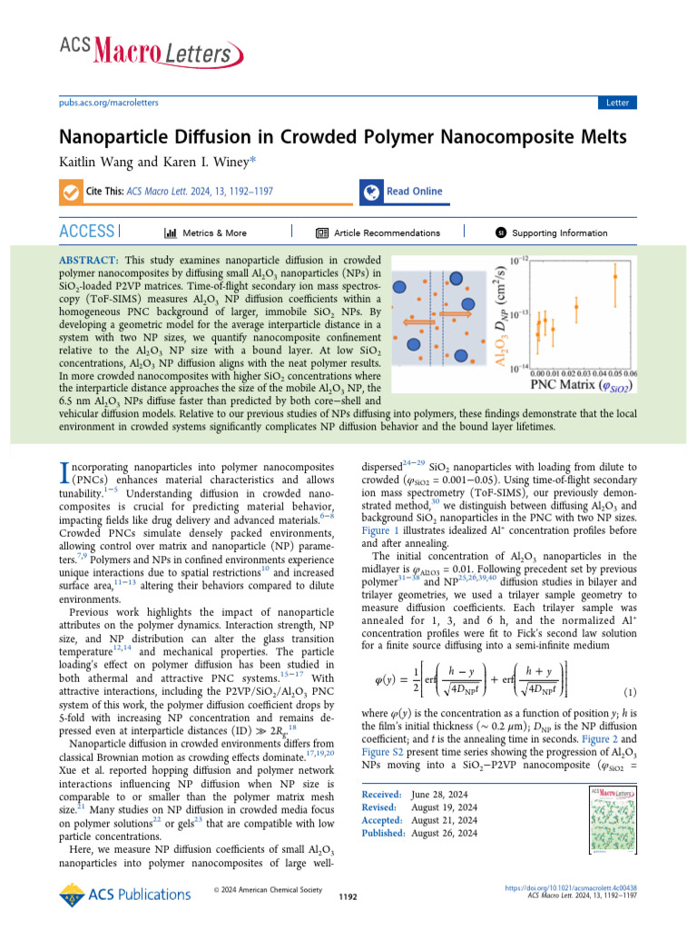Nanoparticle Diffusion in Crowded Polymer Nanocomposite Melts | PDF ...