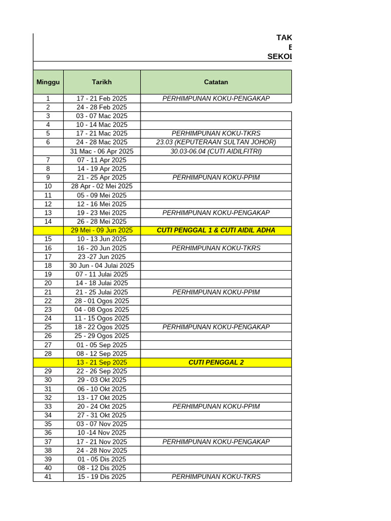 Takwim Koku 2025 | PDF