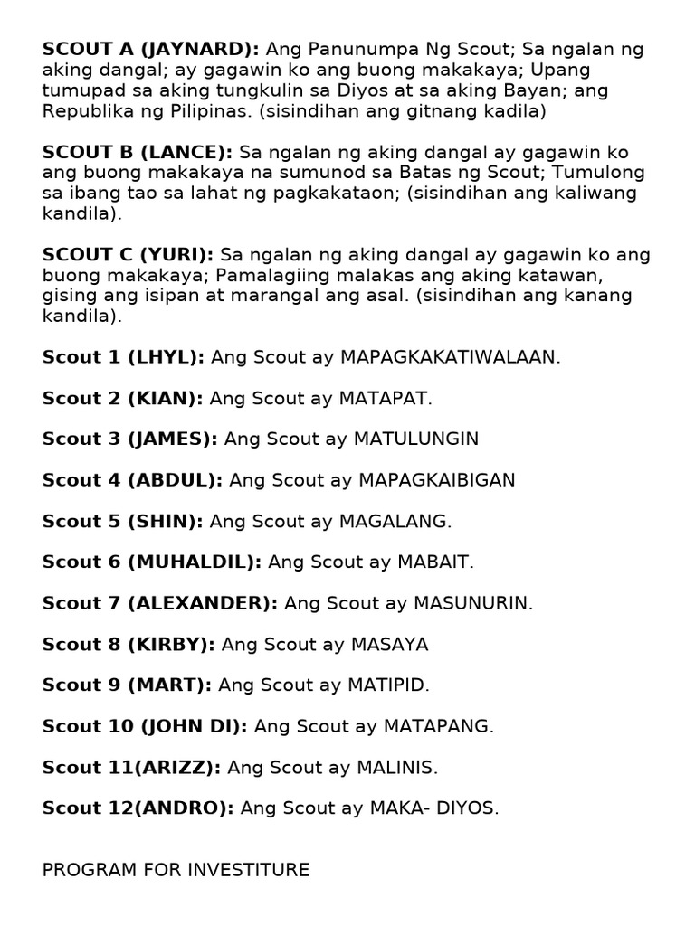 Program For Investiture | PDF