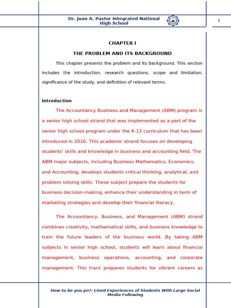 Chapter 1 Template | PDF | Mathematics | Self Concept