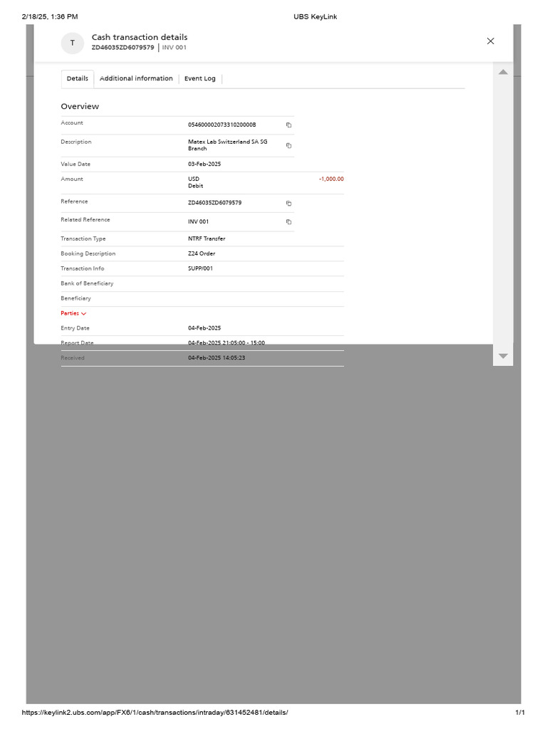 UBS KeyLink - Payment To DR Diego - Invoice No 001 | PDF | Personal ...