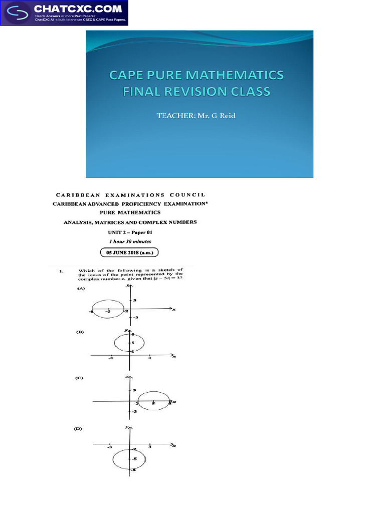 CAPE U2 Final Revision Class-46A33 | PDF | System Of Linear Equations ...