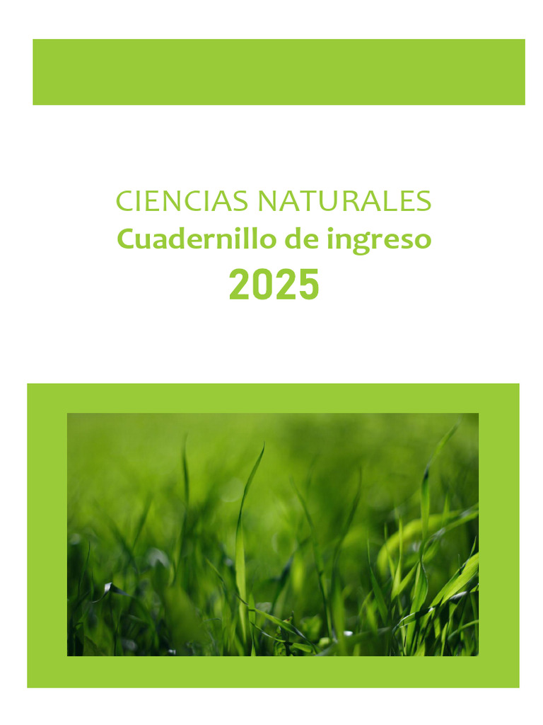 Cuadernillo de Ingreso Area Ciencias Naturales | PDF | Química | Biología