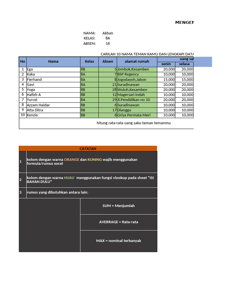 (Template) TIK 8 FUNGSI EXCEL | PDF