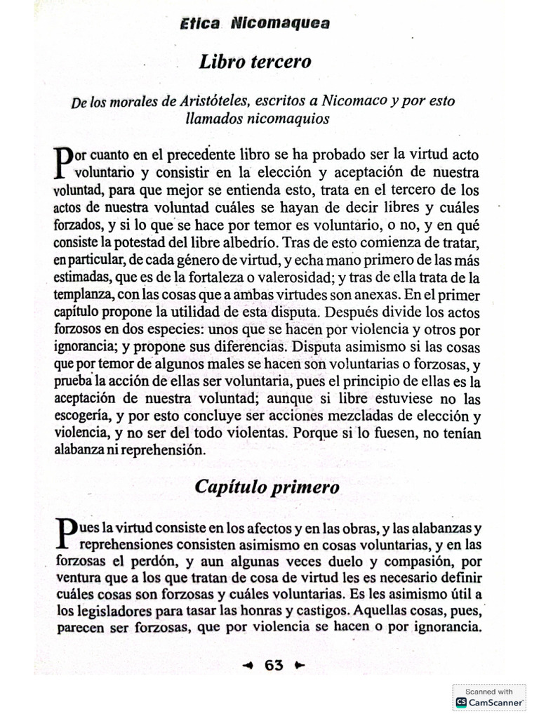 Libro 3 Ética Nicomaquea | PDF