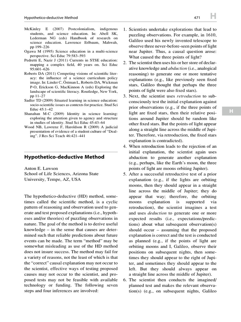 Hypothetico-Deductive Method Anton E. Lawson 2 | PDF | Science | Type I ...