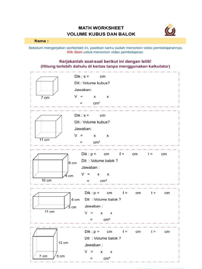 Soal Volume Kubus Dan Balok | PDF