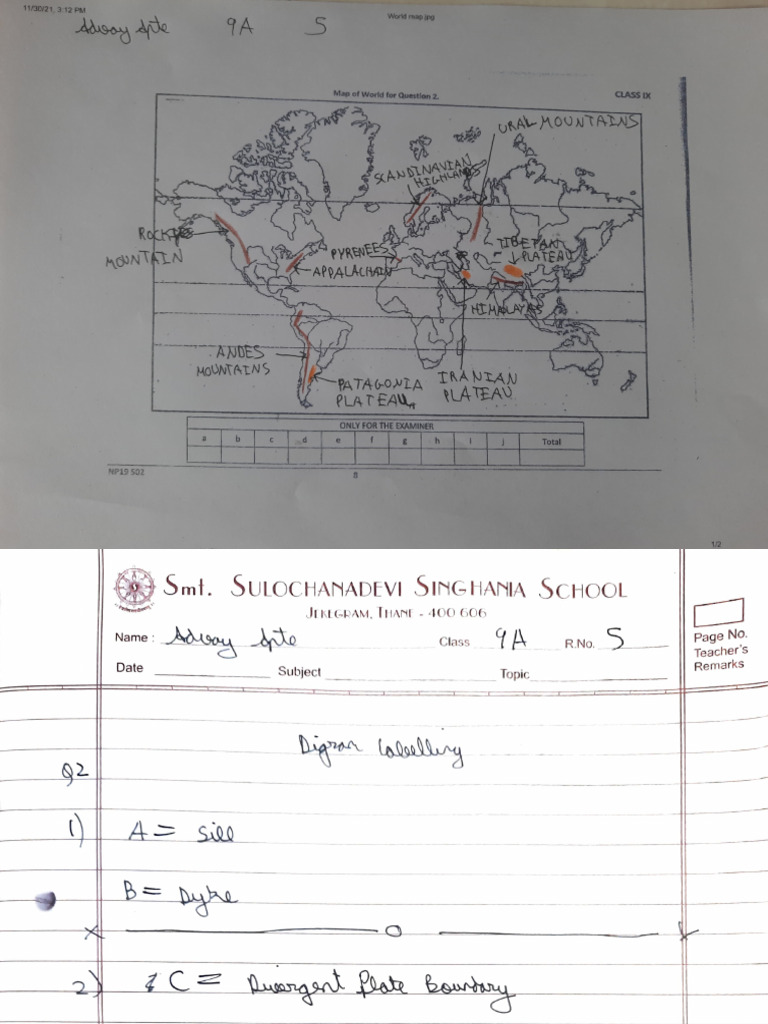 World Map for Class IX Geography Exam | PDF
