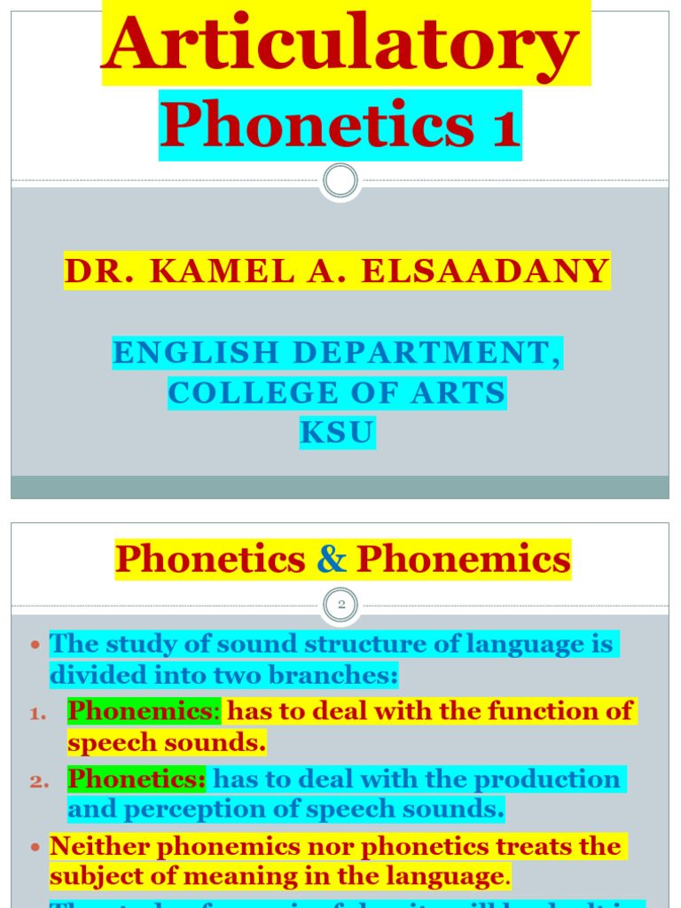 PP.1 Articulatory Phonetics - Consonants and Vowels | PDF | Phonetics | Larynx