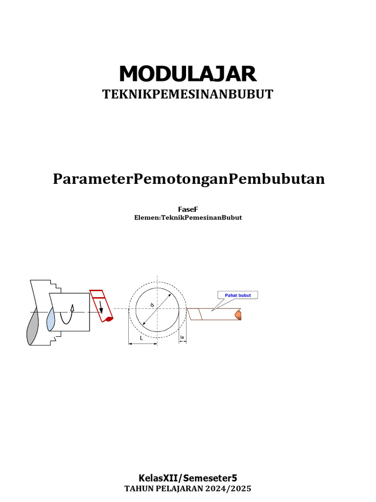 Modul Ajar Parameter Pemotongan M Bubut | PDF