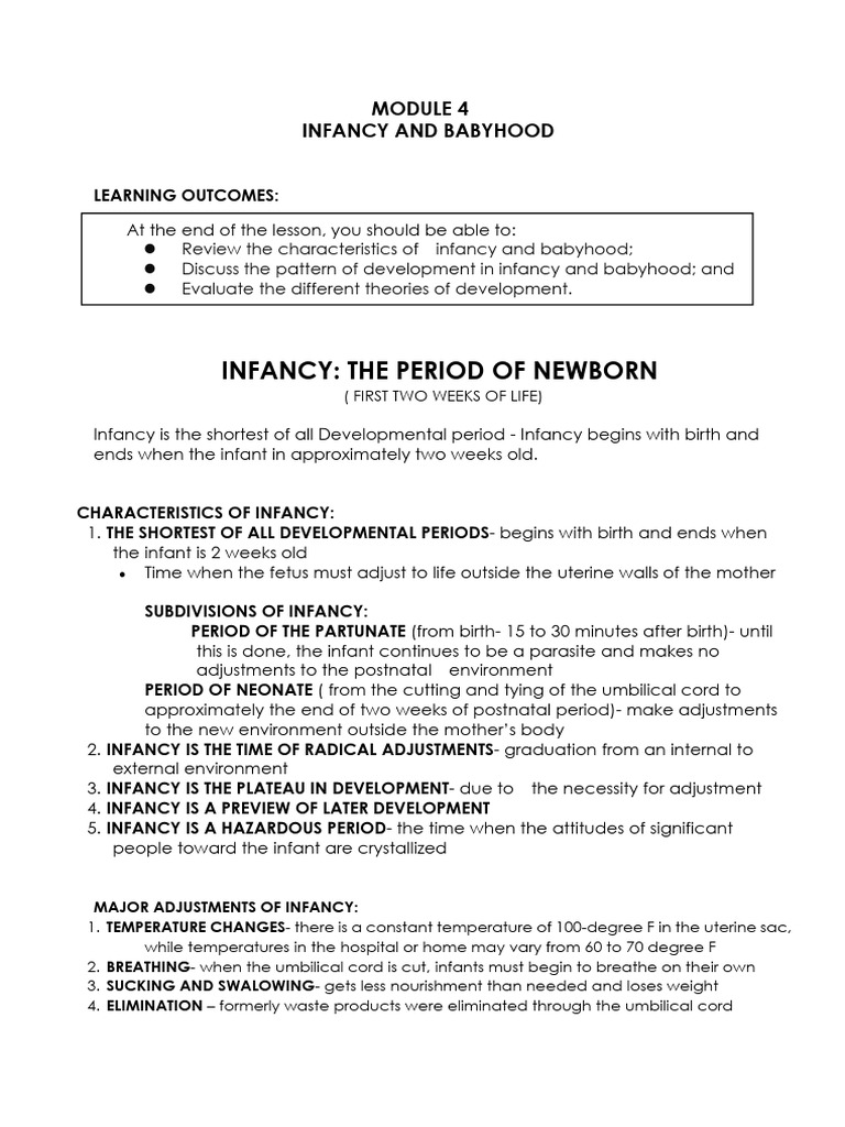 Module 4 Infancy and Babyhood | PDF | Infants | Vaccines
