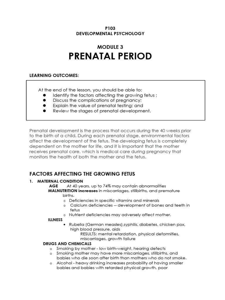 Module 3 Prenatal Development | PDF | Multiple Births | Pregnancy