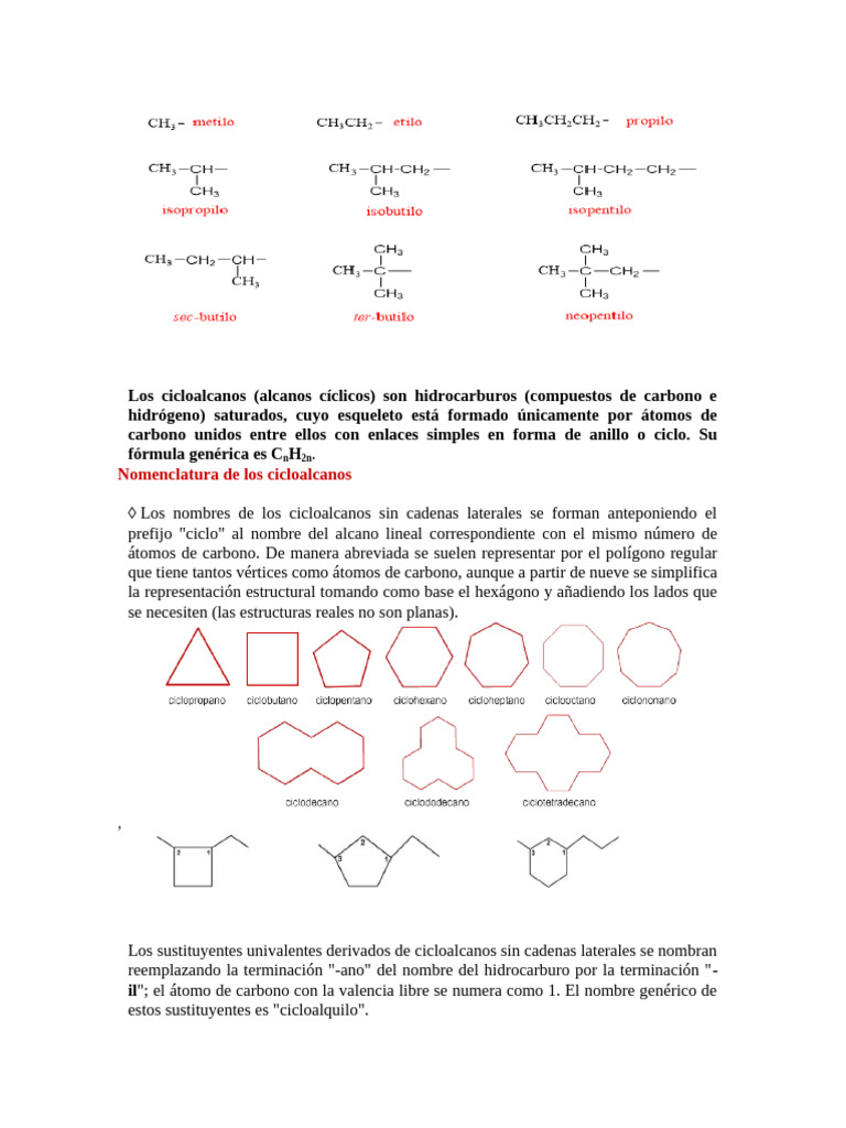 Los cicloalcanos | PDF | Compuestos de carbono | Sustancias químicas