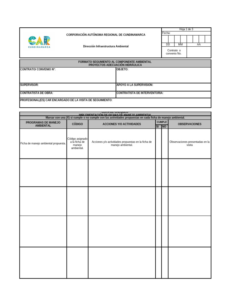IAM-PR-02-FR-10 - V2 - Formato Seguimiento Al Componente Ambiental ...