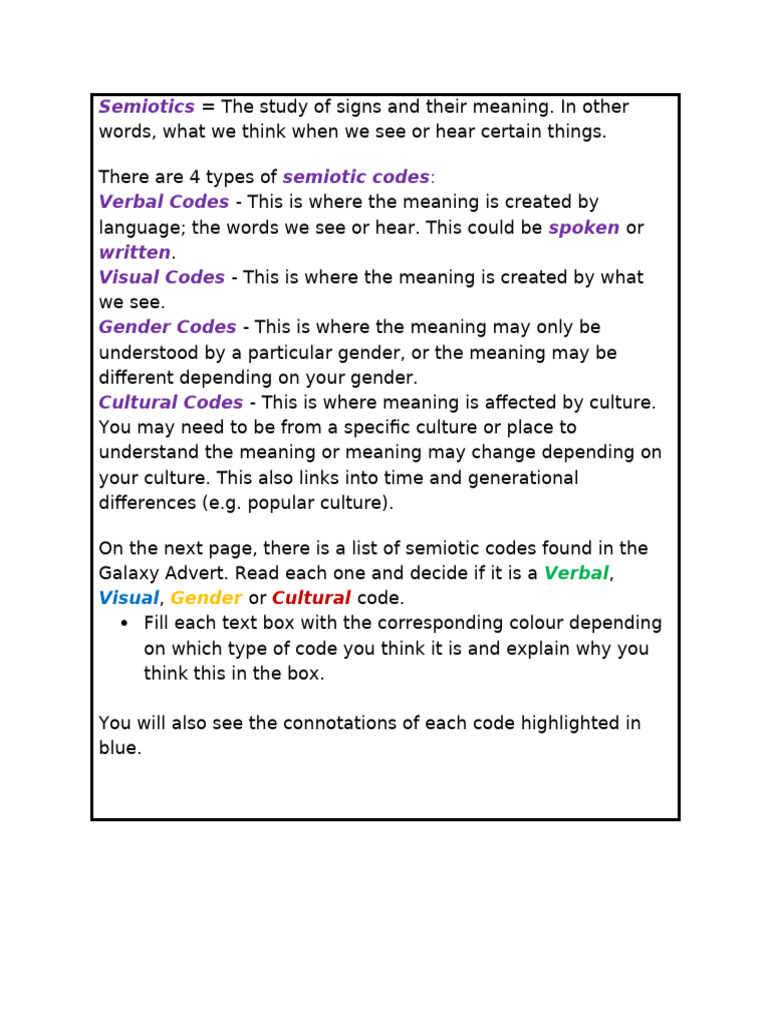 Semiotic Codes A1 | PDF