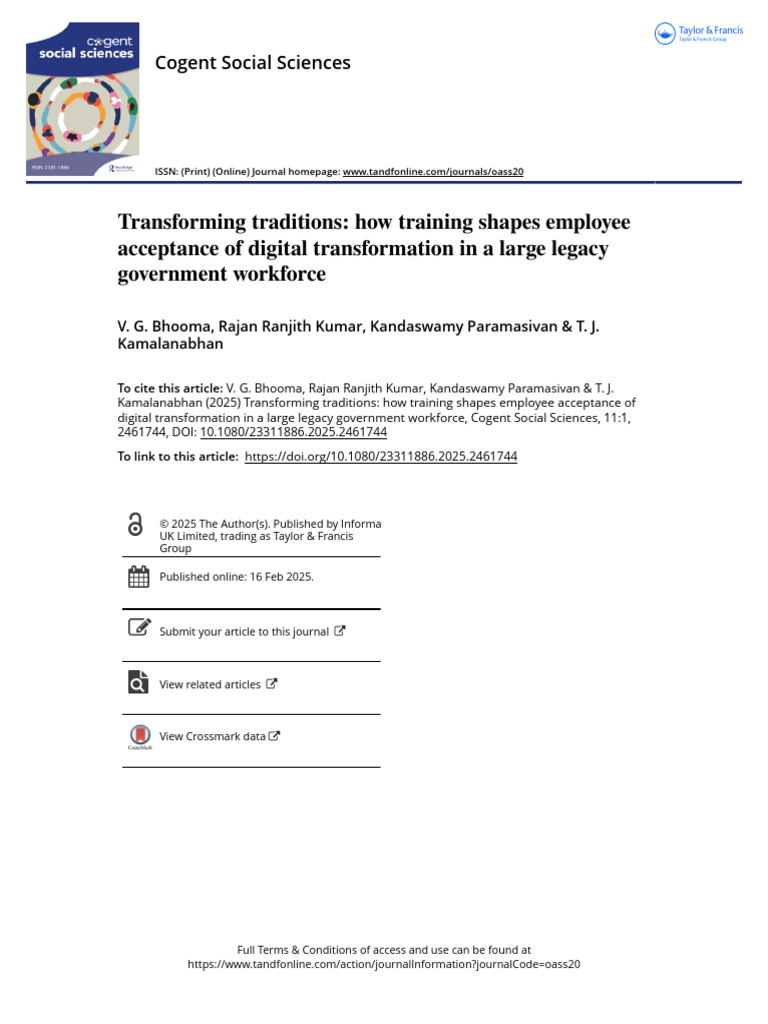 Transforming traditions how training shapes employee acceptance of ...