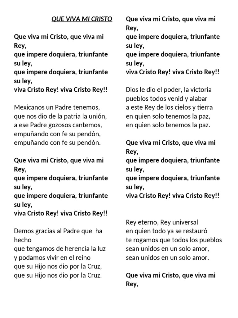 QUE VIVA MI CRISTO Letra | PDF