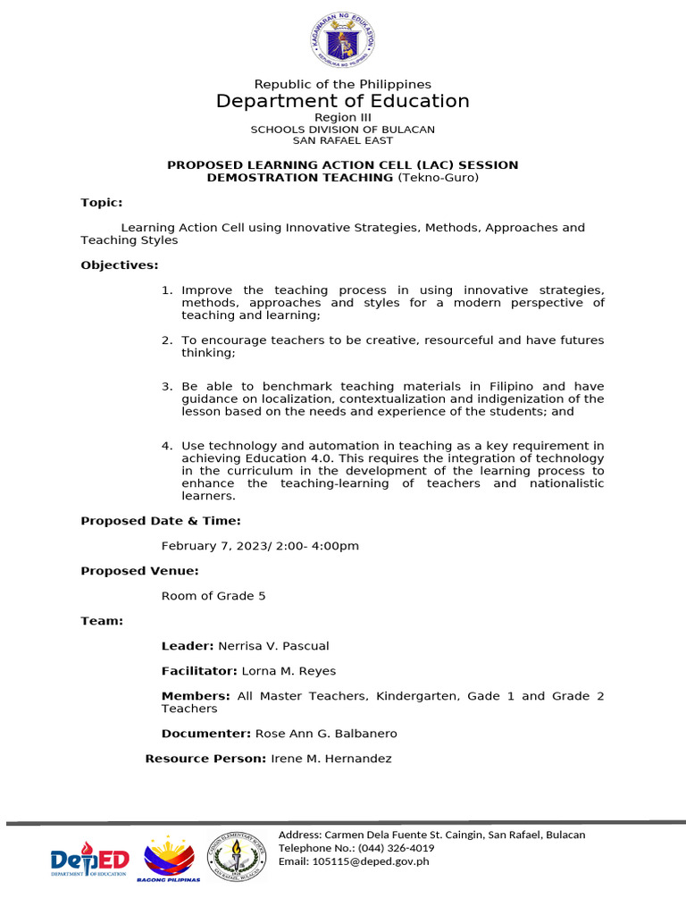 Innovative Teaching Strategies LAC Session | PDF | Teachers | Learning