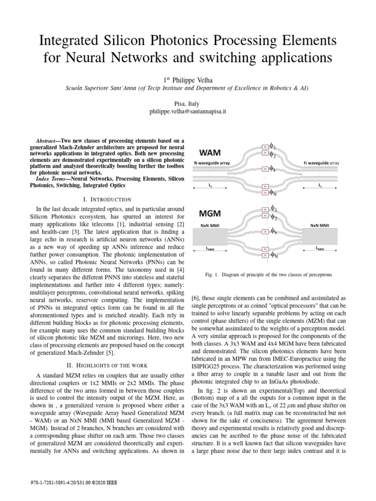 Integrated Silicon Photonics Processing Elements For Neural Networks and Switching Applications ...