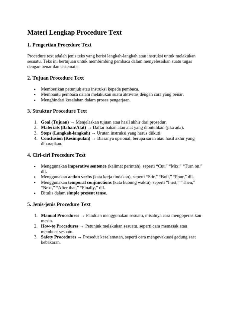 Materi Lengkap Procedure Text | PDF