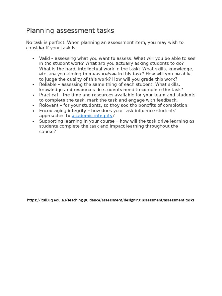 Effective Assessment Task Planning | PDF