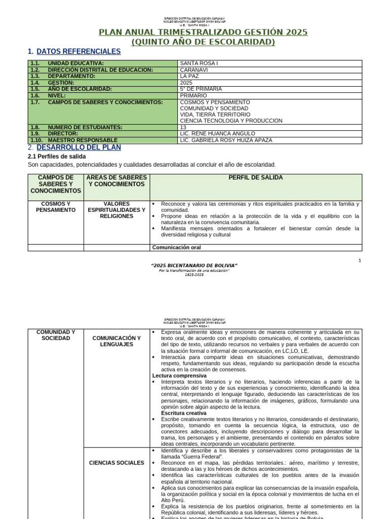 Pat 2025 Plan Anual Trimestralizado Gabriela_094522 | PDF | Geometría ...