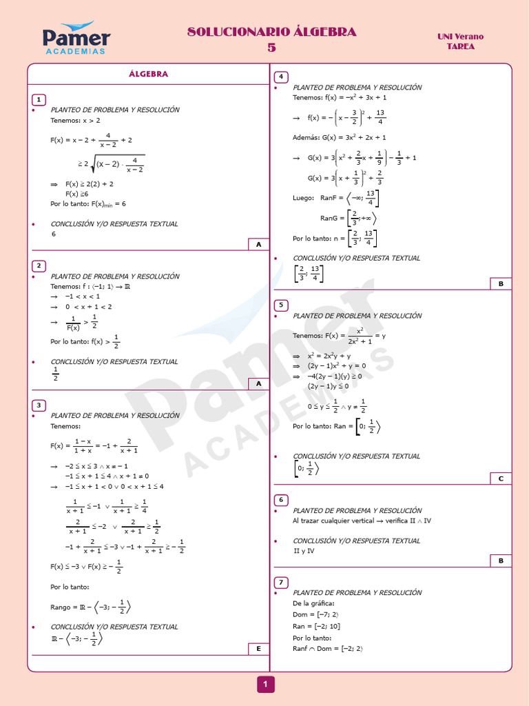 Solucionario Algebra Tarea 5 | PDF