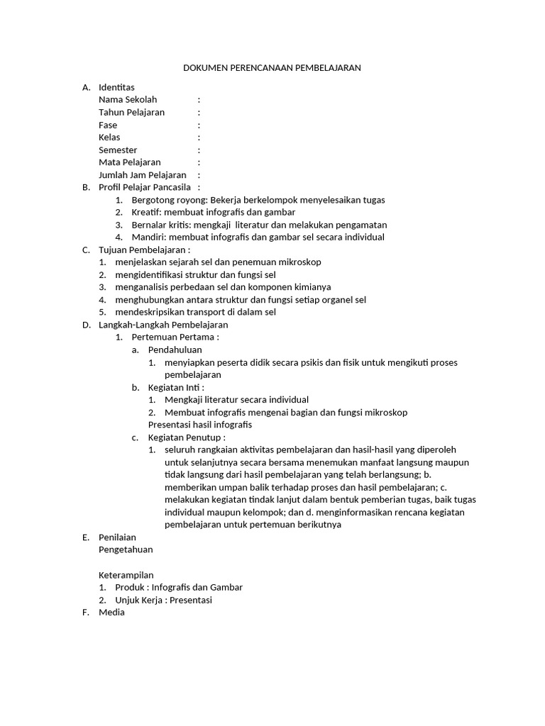 DOKUMEN PERENCANAAN PEMBELAJARAN (Pak Agus) | PDF