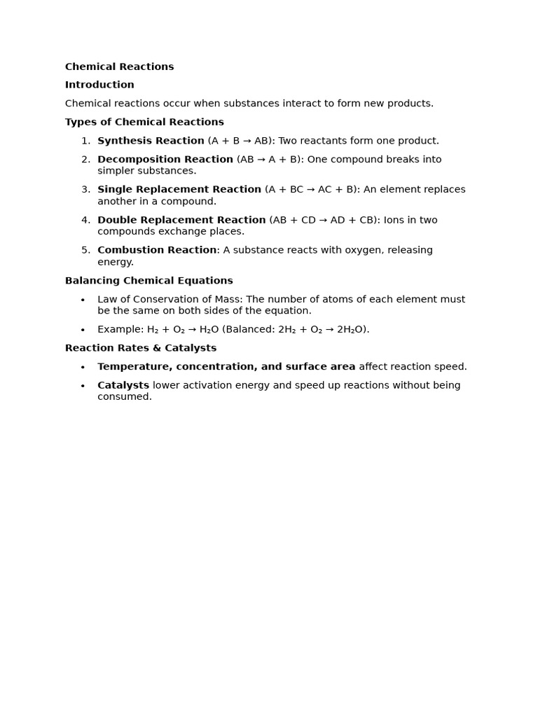 Types of Chemical Reactions Explained | PDF