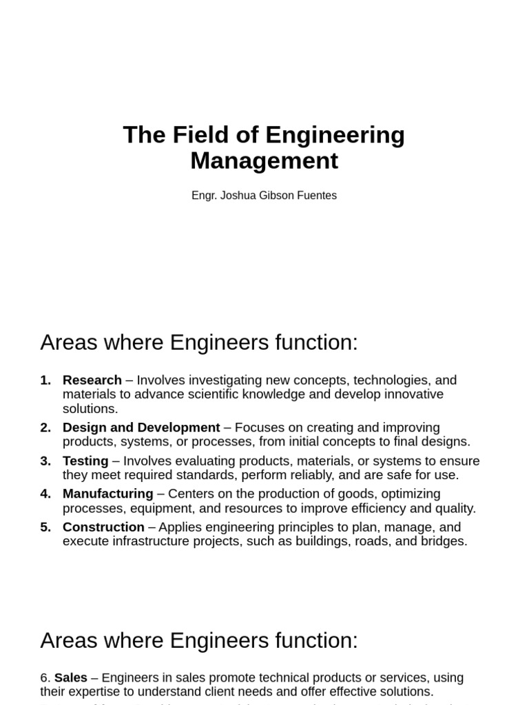 Chapter 1_The Field of Engineering Management | PDF | Goal | Engineering