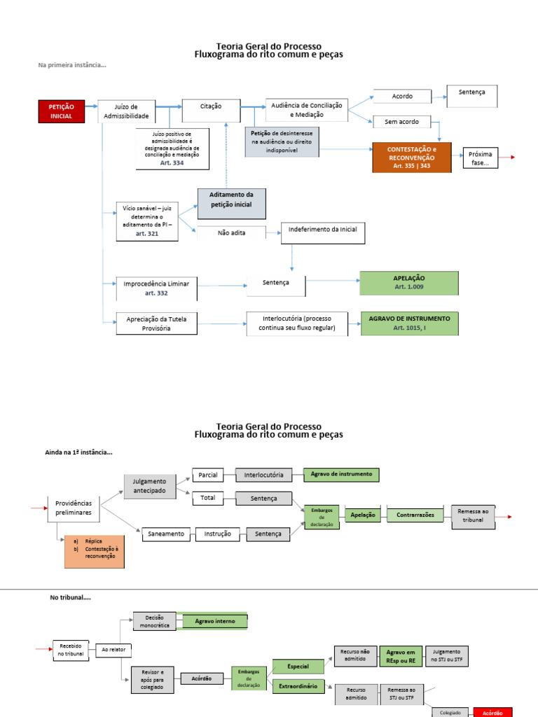 Aula 02 - Fluxograma do Rito Comum e Peças - Processo Civil | PDF ...