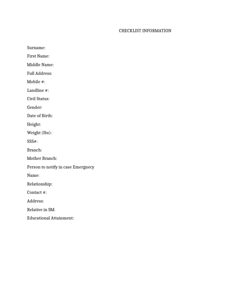 Checklist - Richel Padillo Madrigal | PDF