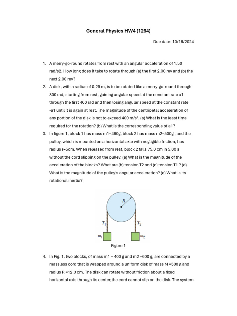 General Physics HW4 (1264) | PDF