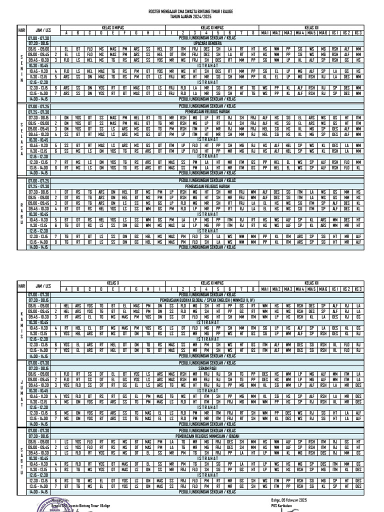 Roster TA. 2024 revisi sem 2 FIX-1 | PDF