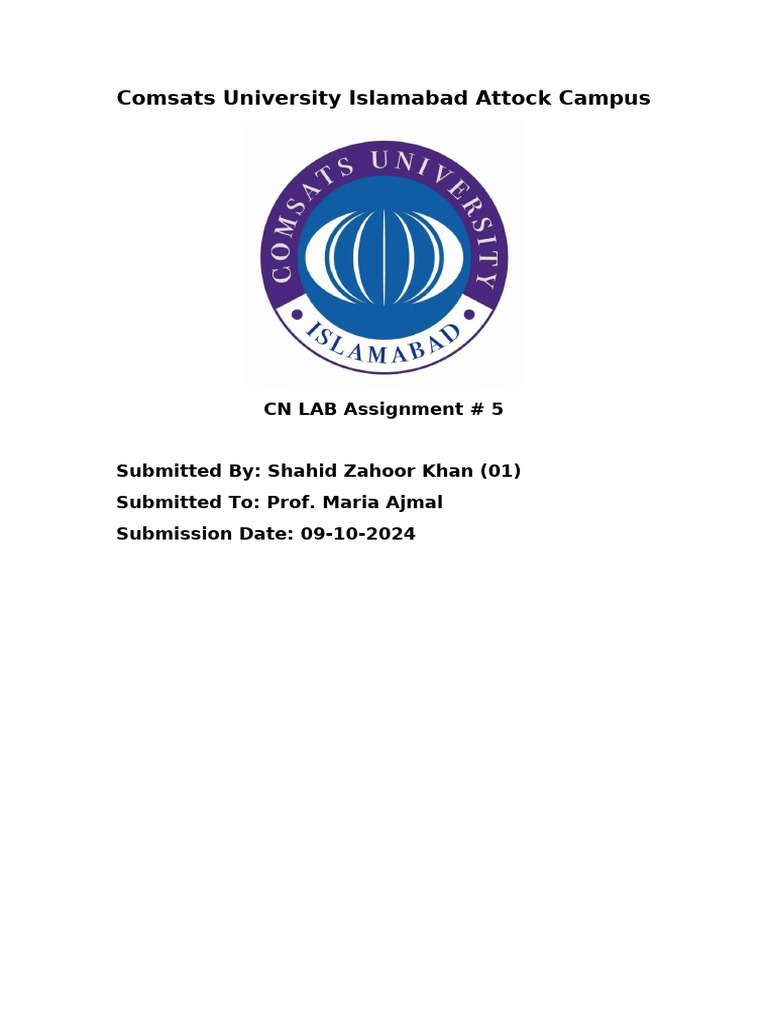 CN Lab Assignment 5 - Comsats Attock | PDF