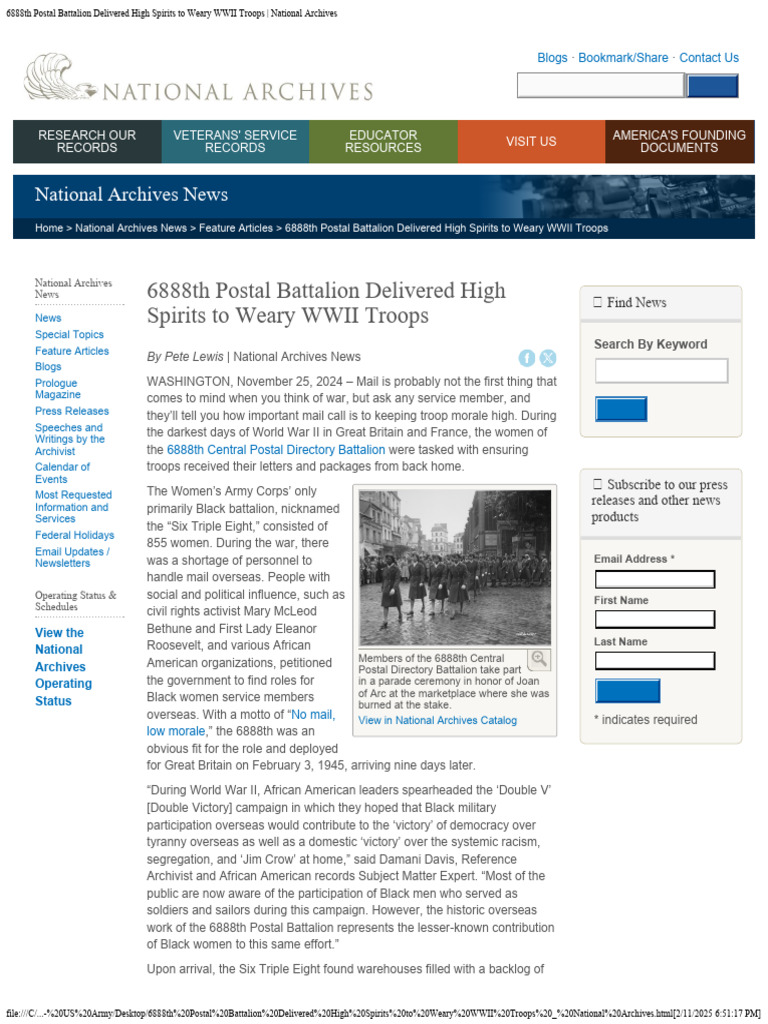 6888th Postal Battalion Delivered High Spirits To Weary WWII Troops ...